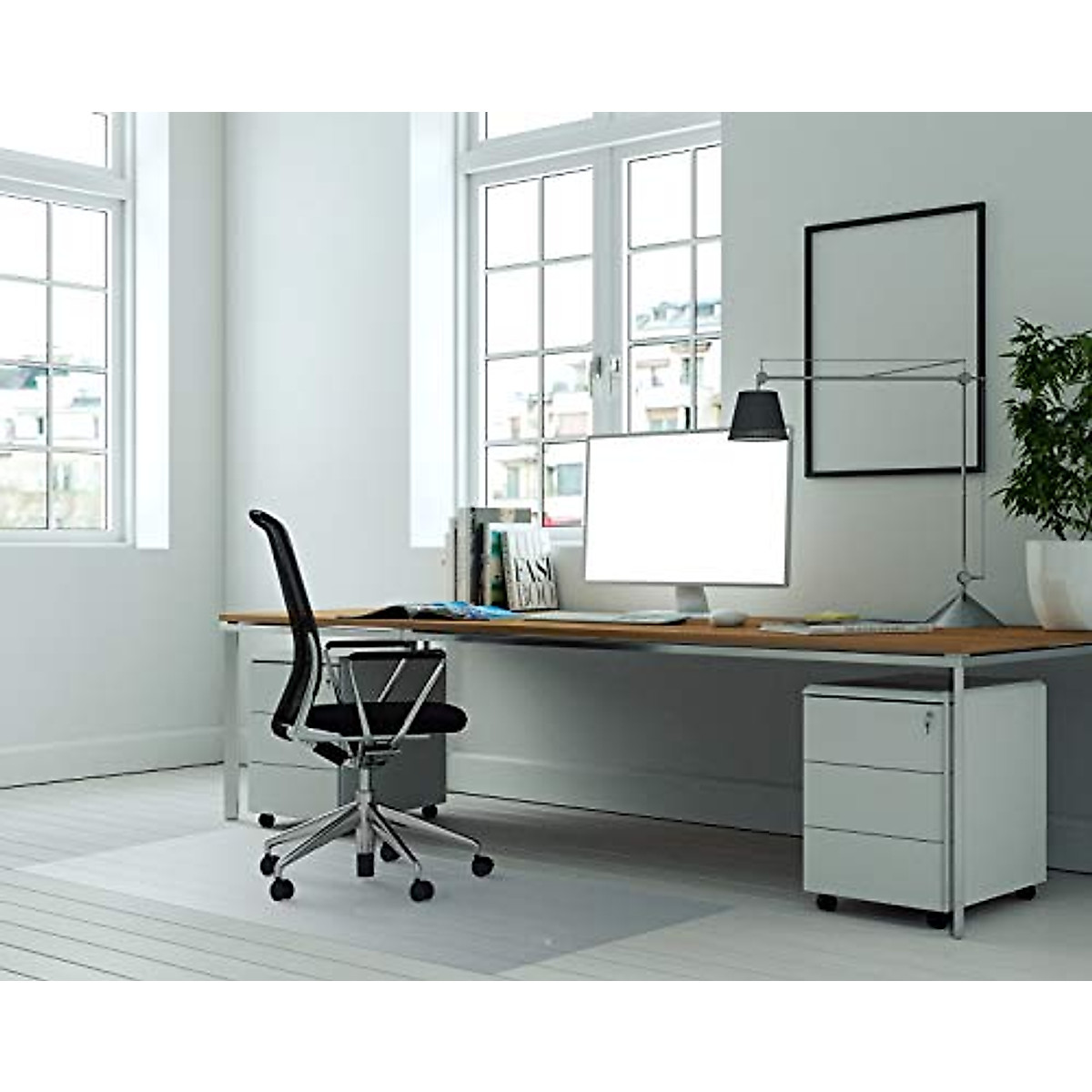 Amazon Basics Polycarbonate Office Chair Mat for Hard Floors, Large - 59 x 79-Inch, Clear