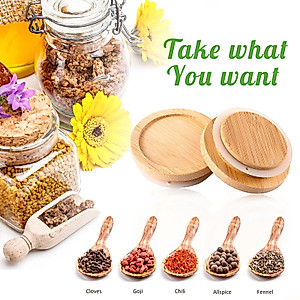 Oui Yogurt Jar Lids Set Bamboo Wood Lids with Silicone Sealing Rings Storage Canning Jar Bamboo Lids Wide Mouth Jar Lids Oui Lids for Nice Sealing Airtight Fit (12)
