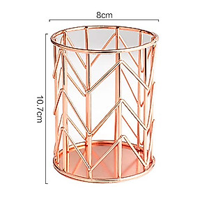 Pen Holder for Desk, Make Up Brush Holder Rose Gold Metal Wire Pencil Cup Holders