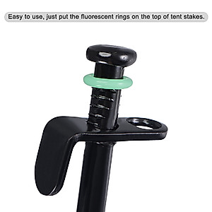 MECCANIXITY Tent Stakes Silicone O-Rings Glow in The Dark 15mm OD 3mm Width, Fluorescent Camping Tents Nail Accessory, Green Pack of 100