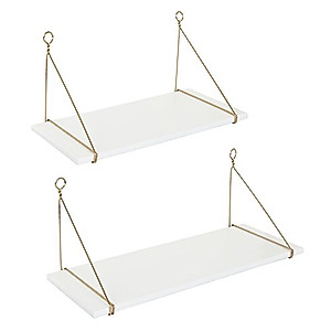 Kate and Laurel Vista Wood and Metal Wall Shelves, 2 Piece Set, White