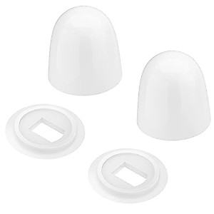 Canomo 4 Packs White Toilet Bolt Caps Toilet Seat Floor Bolts Caps Universal Floor Bolts Snap On Caps with Washers for Easy installation, 1.44 Inch Height