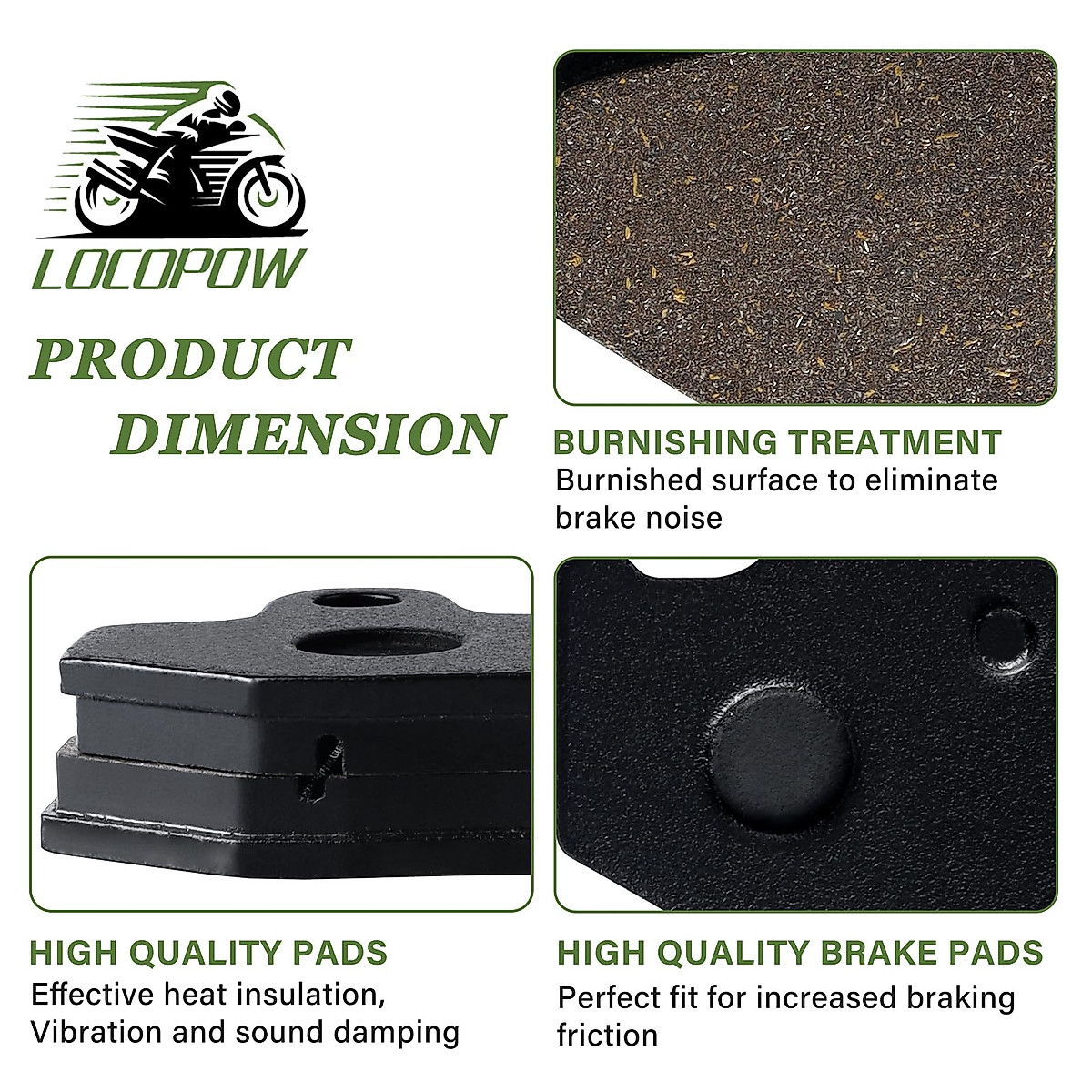 LOCOPOW Brake Pads Rhino 660 700 Front and Rear Compatible with Yamaha Rhino 660 YXR660 4x4 2004-2007 / Raptor 700 700R YFM700 2006-2012 / Rhino 450 YXR450 4x4 2006-2009