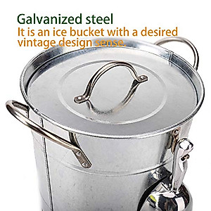 T586 4L Silver Metal Galvanized Double Walled Ice Bucket Set With Lid And Scoop