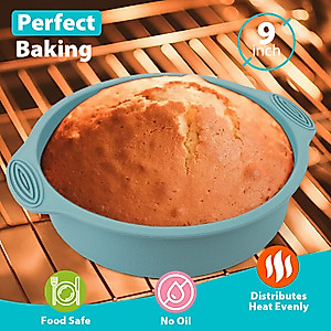 Luckypai 9 Inch Silicone Round Cake Pans, BPA Free, Nonstick, Heat Resistant, Easy to Clean, Perfect for Baking Cakes, Cheesecakes, Rainbow Cakes, Chocolate Cakes, and More