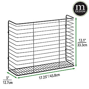 mDesign Portable Metal Farmhouse Wall Decor Angled Storage Organizer Basket Bin for Hanging in Kitchen/Pantry - Store Plastic Bags, Foils, Oils, Sandwich Bags - Black