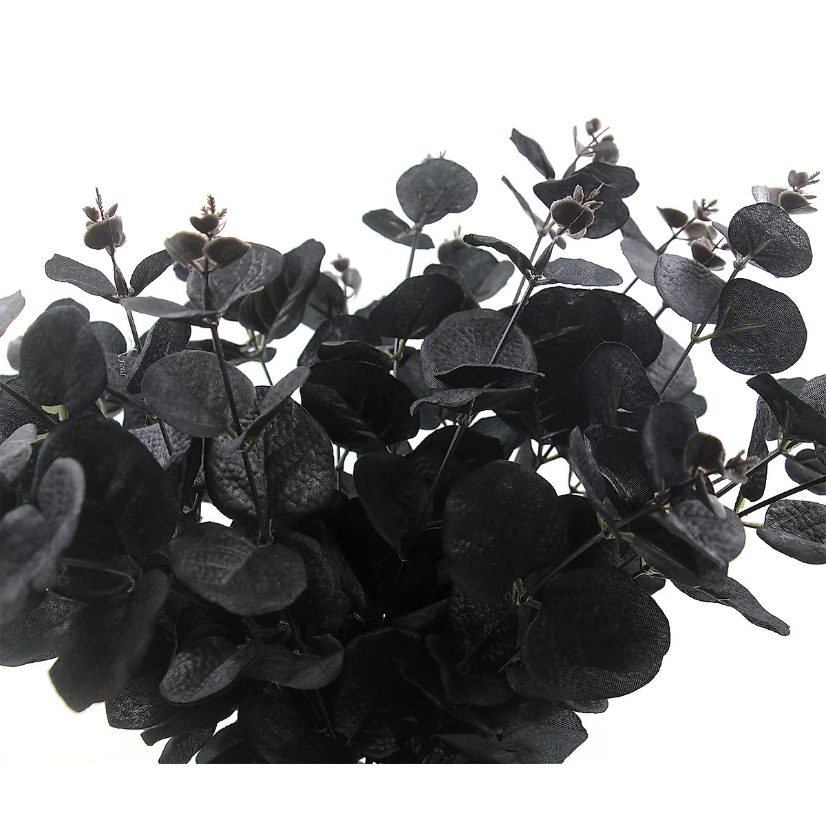 Hananona 6 Pcs Artificial Black Eucalyptus Stems, 14" Eucalyptus Leaves Branches Bouquet for Flower Arrangement DIY, Black Silk Flowers for Home Halloween Farmhouse Decor (Black, 6)