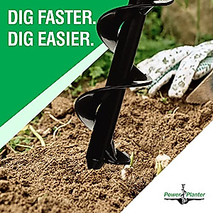 Power Planter Flower Planting Auger & Grass Plug Tool - Compact Auger Drill Bit for Planting Flowers & Grass Plugs - Garden Digging Tool for Soil & Sand - 2" x 7" Long with 3/8" Non-Slip Hex Drive