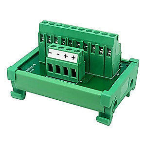 Jienk Screw Terminal Block Power Distribution Module, 25A DIN Rail Mounting Terminal Block Distribution Breakout Board for PLC Servo Power Amplifier (2 in 10 Out)