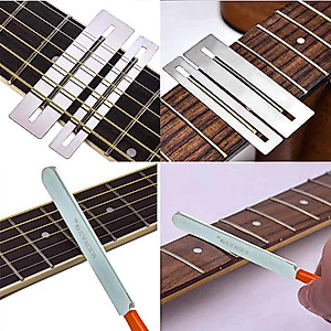KEWAYO Guitar Fingerboard Luthier Tool Set Including Guitar Fret Crowning Luthier File, Fret Leveling Beam Sanding Leveler Beam and Fingerboard Guard Protectors for Guitar Bass