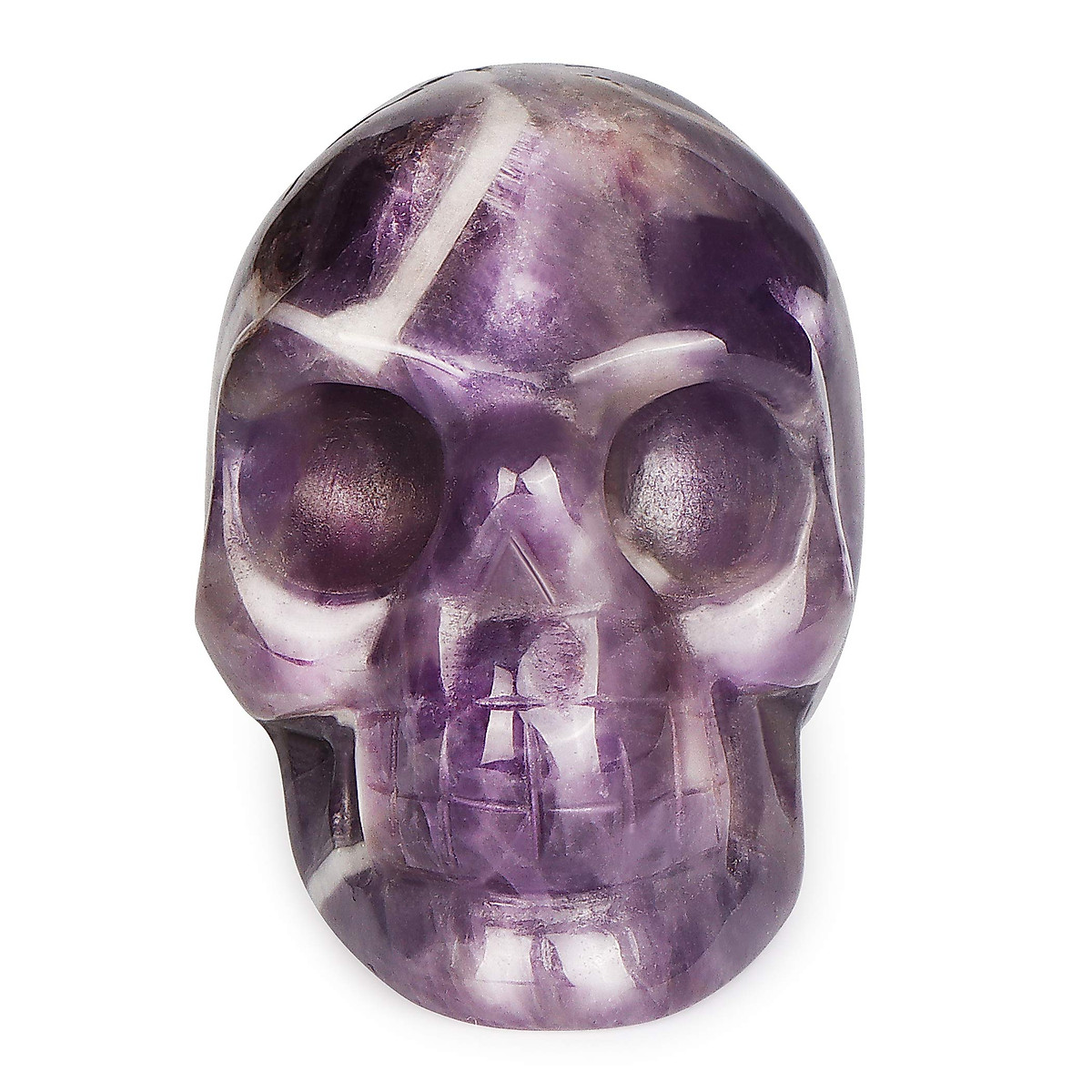 Artistone 2.0" Amethyst Crystal Halloween Skull Head Statue Crystals Healing Figurines,Carved Purple Human Bone Skull Stone Sculpture for Home,Office,Kitchen Decor