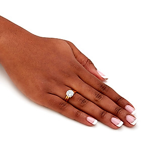 PalmBeach Yellow Gold-Plated or Platinum-Plated Sterling Silver Round Cubic Zirconia 2 Piece Solitaire Bridal Ring Set Size 8