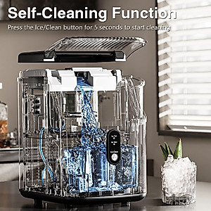Nugget Ice Makers Countertop, Pebble Ice Machine with Chewable Pellet Ice, 34Lbs/24H, Self-Cleaning, Sonic Ice, One-Click Operation, for Kitchen,Office Stainless Steel Black
