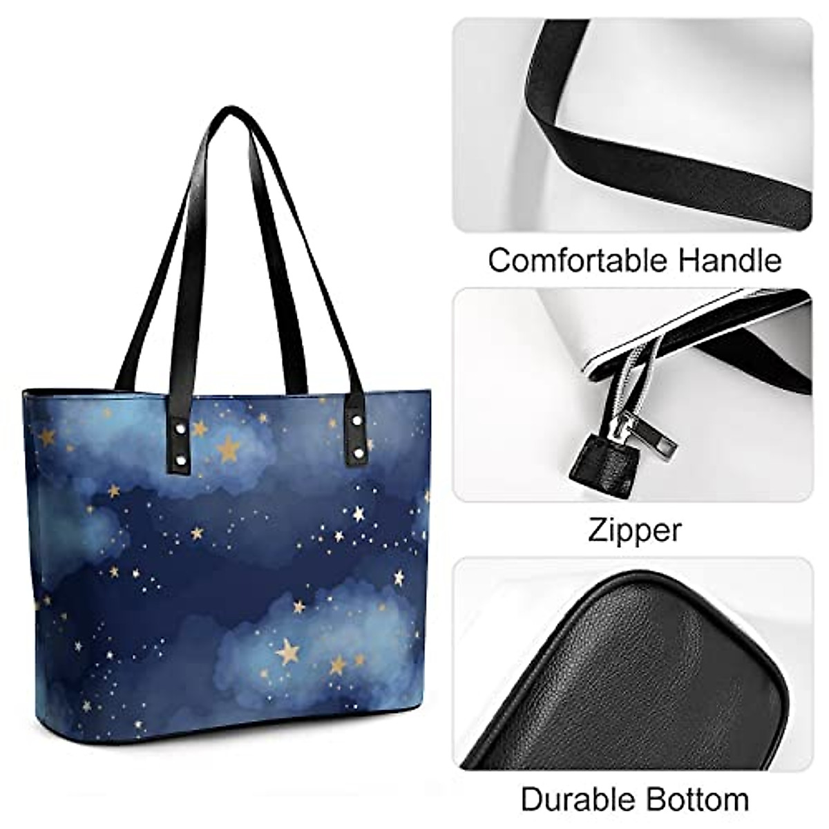 Womens Handbag Stars And Clouds Leather Tote Bag Top Handle Satchel Bags For Lady