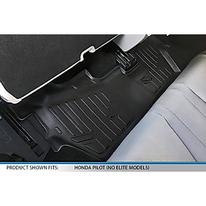 MAXLINER Custom Fit Floor Mats 3 Row Liner Set Black for 2016-2021 Honda Pilot 8 Passenger Model (No Elite Models)