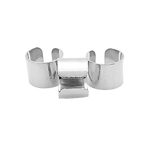 Spinningdaisy Adjustable Brushed Metal Tube Knuckle Ring Set of 3 (Silver Plated Big Size)