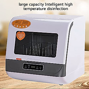 Portable Countertop Dishwasher,3Washing Programs Compac,Compact Dishwasher, 75°C Hot Air Drying,360° Spray Arms