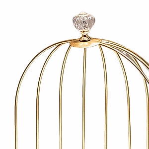 Milageto Cosmetics Iron Storage Rack Birds Cage Dresser Organizer Nordic Jewelry Perfume Lipstick Bathroom Makeup Holder Cake Stand for Bathroom, white gold 1 tier