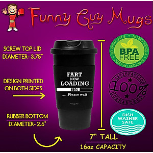 Funny Guy Mugs Fart Now Loading Please Wait Travel Tumbler With Removable Insulated Silicone Sleeve, Black, 16-Ounce
