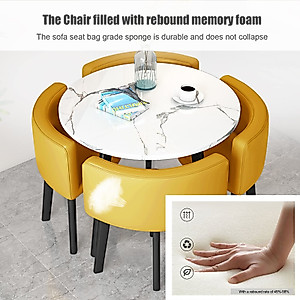 Small Conference Room Negotiation Table Sets,marble Round Table and PU backrest Chair Sets5-Piece,Office Reception Round Table and lounge chair Set,Coffee Table and Chair Set,for Family Apartment