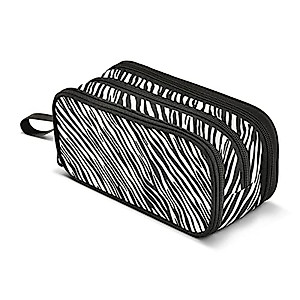 Kigai Large Pencil Case Zebra Print Organizer Pencil Bag for Boys Girls School Office Stationery Box with Zipper