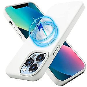 Kimguard Silicone Magnetic Case for iPhone 13 Pro Max Magsafe Case Silicone Phone Case with Microfiber Lining for iPhone 13 Pro Max 6.7 inch 2021,White