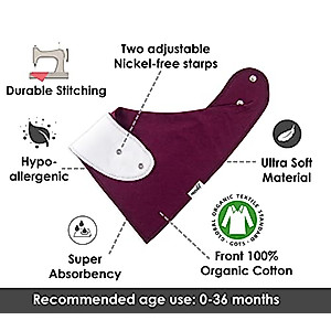 Meerdif Baby Bandana Drool Bibs 8 Pack Solid Organic Cotton Baby Bibs for Girls, Boys, Unisex - Plain Colors