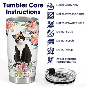 34HD Just A Girl Who Loves Cats Tumbler with Lid, 20 oz Stainless Steel Vacuum Insulated Tuxedo Coffee Mug, Cat Mom Gifts for Cat Lovers Women Birthday Mothers Day Christmas