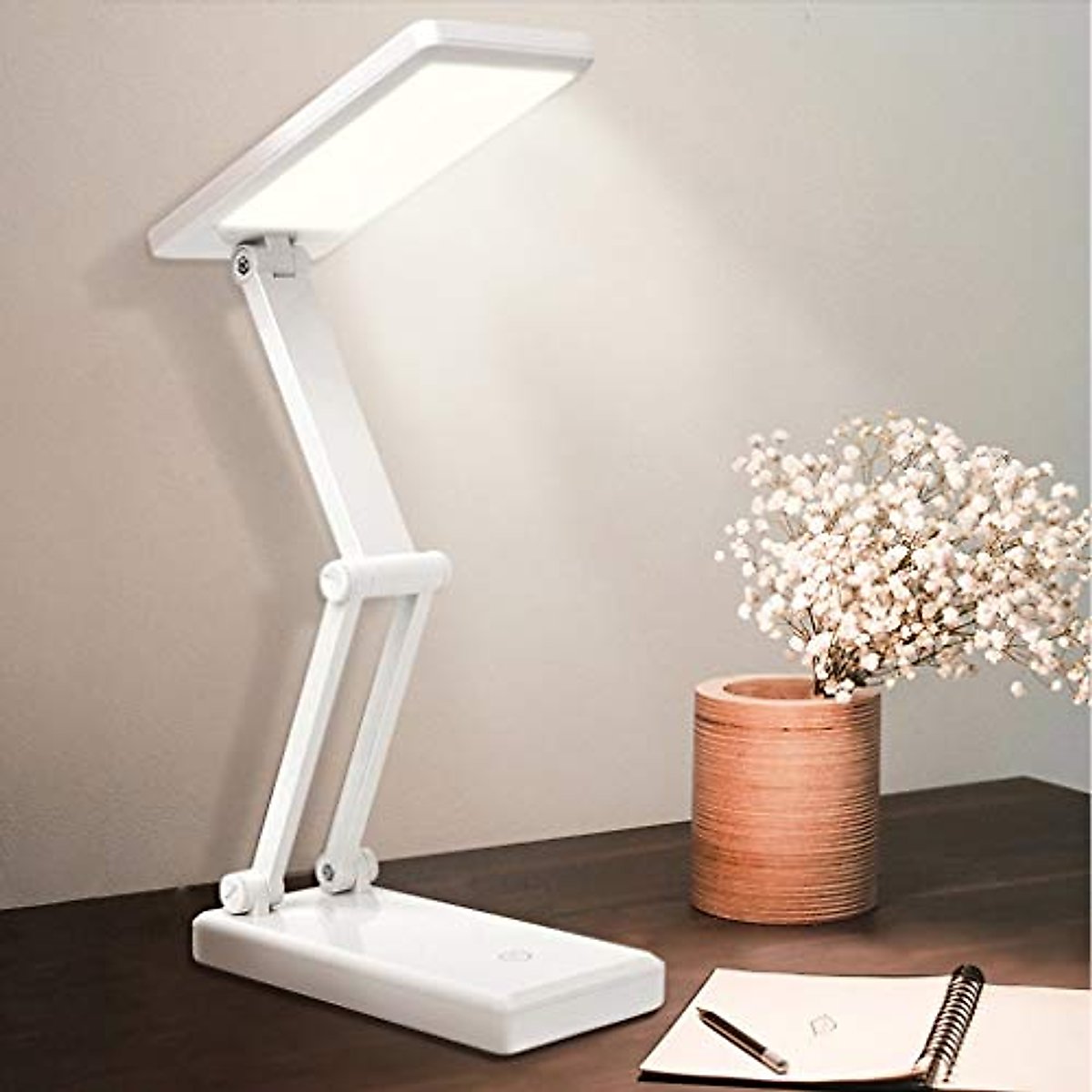 Eye-Caring LED Desk Lamp USB Charging Folding Touch Dimming Energy Saving Portable Small Table Lamp for Students and Children To Learn Office lamp (Color : Black)