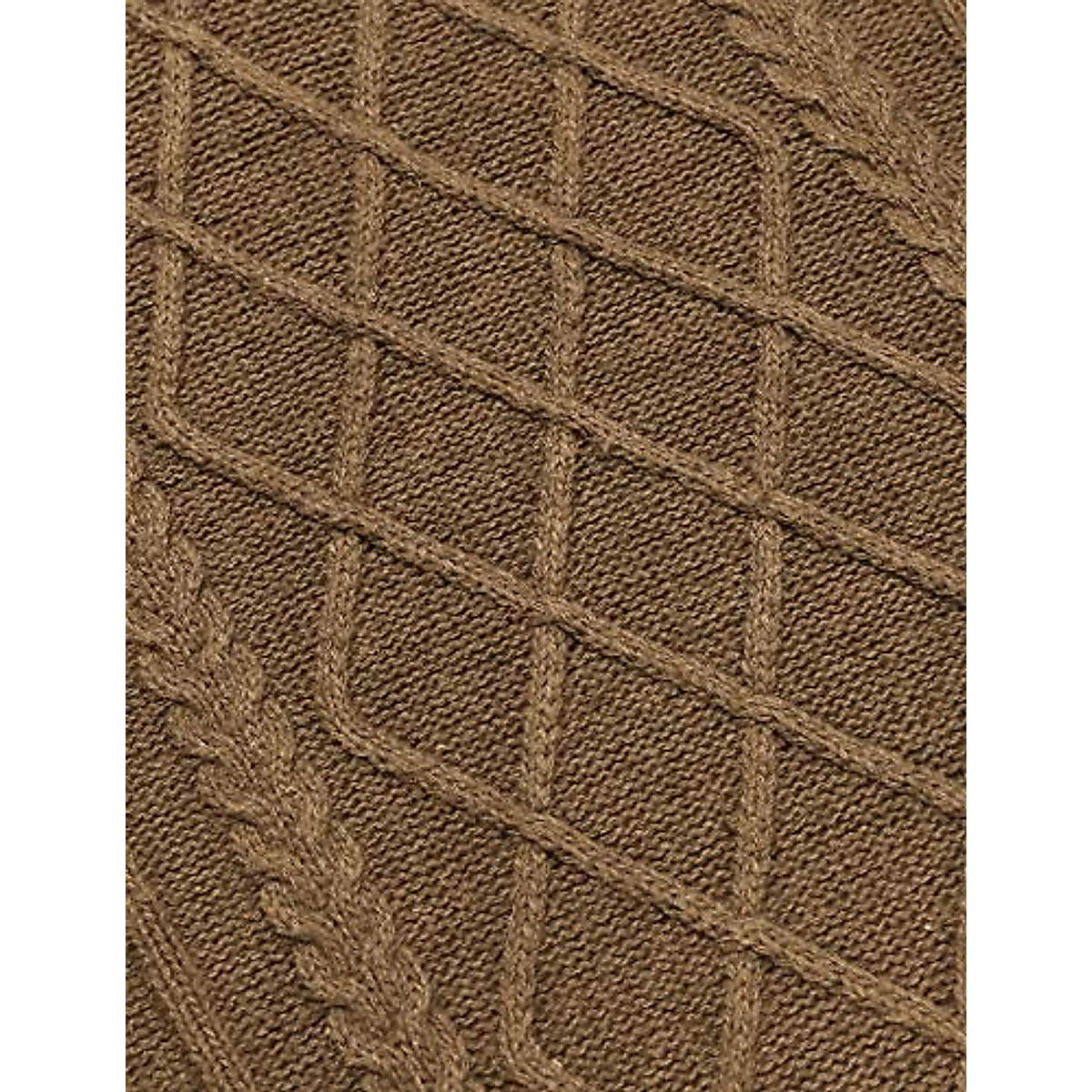 COOFANDY Men's Shawl Collar Sweaters V-Neck Cotton Relaxed Fit Cable Pullover (Khaki, XXX-Large)