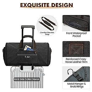 Carry On Garment Bag for Travel, S-ZONE Convertible Garment Duffle Bag Suit Bags for Men Women Travel- 2 in 1 Hanging Suitcase Business Travel Bag with Toiletry Bag (Black)