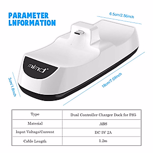 PS5 Controller Charger, Dual USB PS5 Controller Charging Station, for Playstation 5 Console DualSense PS5 Controllers. (Pearl White)