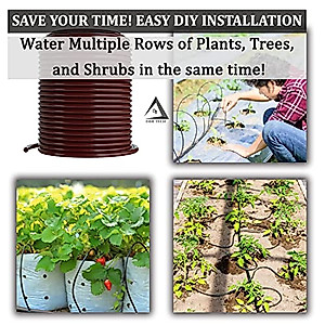 1/4 Drip Irrigation Tubing, 200 Feet, Flexible PVC Plastic Drip Irrigation Hose for Gardening, Misting, Hydroponics and DIY Landscape Garden Projects, Blank Distribution Tubing (200ft, Brown)