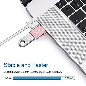 MOSISO USB C to USB Adapter 2 Pack, USB Type-C to USB Connector, Thunderbolt 3 to USB 3.0 Converter OTG Compatible with MacBook Pro 2020-2016/Air 2020-2018/Laptop Tablet/More Type-C Devices, Rose Gold
