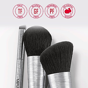 Mirabella Face Blender Brush - Professional & Premium Makeup Beauty Brushes - Natural & Cruelty-Free Synthetic Bristles, Hand-Sculpted Brushed Aluminum Luxury Cosmetic Make Up Brush
