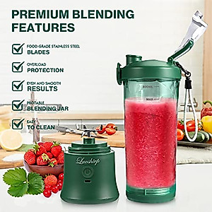 Portable Blender,22 Oz Mini Blender for Shakes and Smoothies,Personal Blender with Rechargeable USB,Fruit,Smoothie,Baby Food Mixing Machine Blender With 6 Blades ,for Home,Kitchen,Travel ,Sports (green)