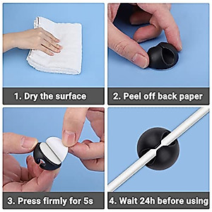 ENPOINT 30 Pack Cable Clips, Adhesive Cable Management,1 Slot Cable Holder Clips Wire Clips Black Cable Organizer for Power Cord, Phone Charger, PC, Car, Office, Home, Nightstand, Charging Accessory