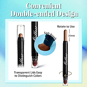 Oillase 12 PCS Eyeshadow Stick Sets with Smudge Proof Eyeshadow Primer Base, Waterproof Glitter Eyeshadow Pen with Soft Brush, Cream Eye Shadow Stick Makeup, Shimmer and Matte Eyeshadow Pencil Crayon