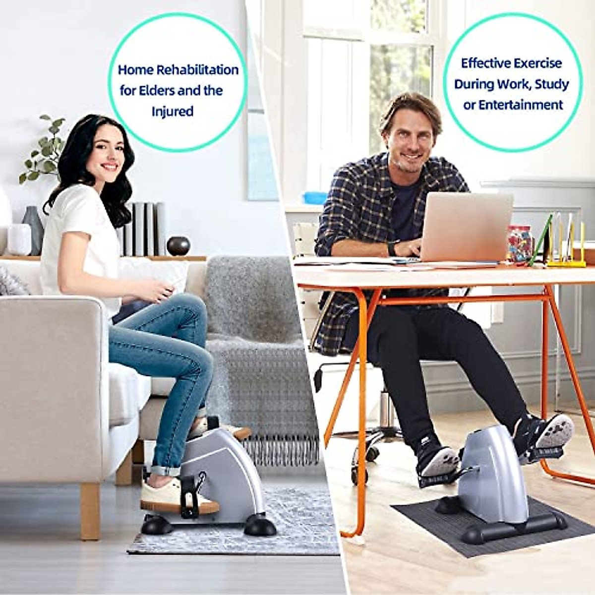 Under Desk Bike Pedal Exerciser, Mini Exercise Bike Portable Peddler Sitting for Seniors with LCD Display Sportneer Foot Cycle Arm & Leg Bike Pedals Exerciser with Anti-Skid Mat for Home Office