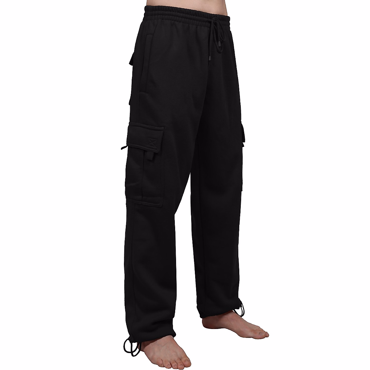 NE PEOPLE Men’s Cargo Pants – Lightweight Comfy Jogger Sweatpants Fleece Elastic Waistband Workout Casual Active Sports NEMP17 Black 3XL