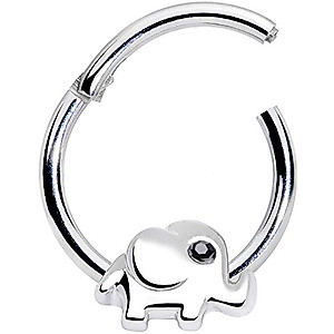 Body Candy 16G 316L Steel Hinged Segment Ring Seamless Cartilage Nipple Ring Elephant Nose Hoop 3/8"