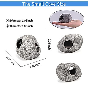 MUNLIT Ceramic Fish Tank Decorations, Betta Fish Tank Accessories Rock Caves, Stackable Aquarium Cichlid Cave, Betta Fish Hideout and House, Small Hiding Rock for Fish Bowl (2 PCS Oval Style A)