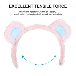 FRCOLOR Bear Ears Headband Cute Bear Costume Animal Plush Ears Headwear Ear Hairband Halloween Cosplay Ear Headbands Soft Makeup Headband for Washing Face