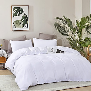 CLOTHKNOW White Comforter Set California King White Bedding Comforter Sets White Bed Comforter Sets White Comforter 3Pcs White Comforter Sets Cal King