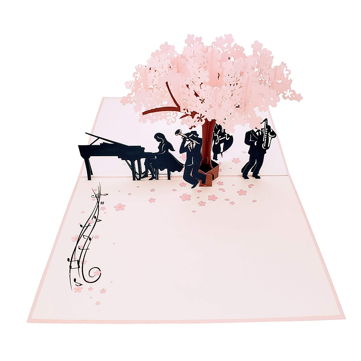 iGifts And Cards Smooth Jazz Band 3D Pop Up Greeting Card - Cool Music Lovers Presents, Awesome Cherry Blossom Tree, Inspirational Notes, Cool Teacher Gift, Happy Birthday Celebration
