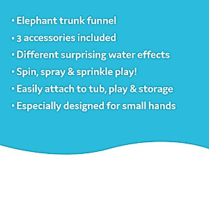 Yookidoo FunEleFun Fill ‘N’ Sprinkle Bath Toy. an Elephant Trunk Funnel Toddlers Play with 3 Interchangeable Trunk Accessories That Spins, Twist and Sprinkle, Promotes Kids STEM-Based Learning(Grey)