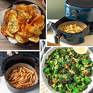 Air Fryer Disposable Paper Liner, Oil-Proof Water-Proof Cooking Baking Roasting Paper, Non-Stick Food Grade Parchment Paper for Air Fryer Steamer Microwave Oven (100pcs-7.9inch)