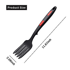 2PCS Silicone Flexible Fork, Heat-Resistant Cooking Fork Tools Dishwasher Safe Kitchen Fork Kitchen Non Stick Fork for Bake and Stir Mix Ingredients, Whisk Eggs (Black, Red)