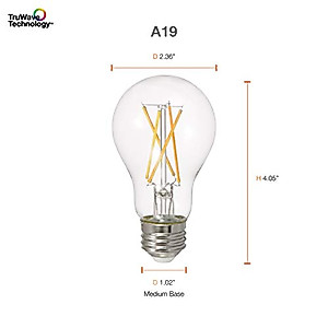 SYLVANIA LED TruWave Natural Series A19 Light Bulb, 75W Equivalent, Efficient 11W, 1100 Lumens, Dimmable, Clear, 2700K, Soft White - 6 Pack (40807)