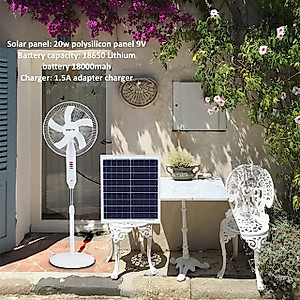 Rechargeable Fan 16” Solar, USB, Lamp, 18000 mAH Battery, Operated Stand Fan.